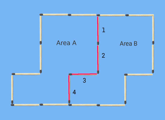 Add 4 Matches to Divide the Whole into two Equal Areas | Suresolv